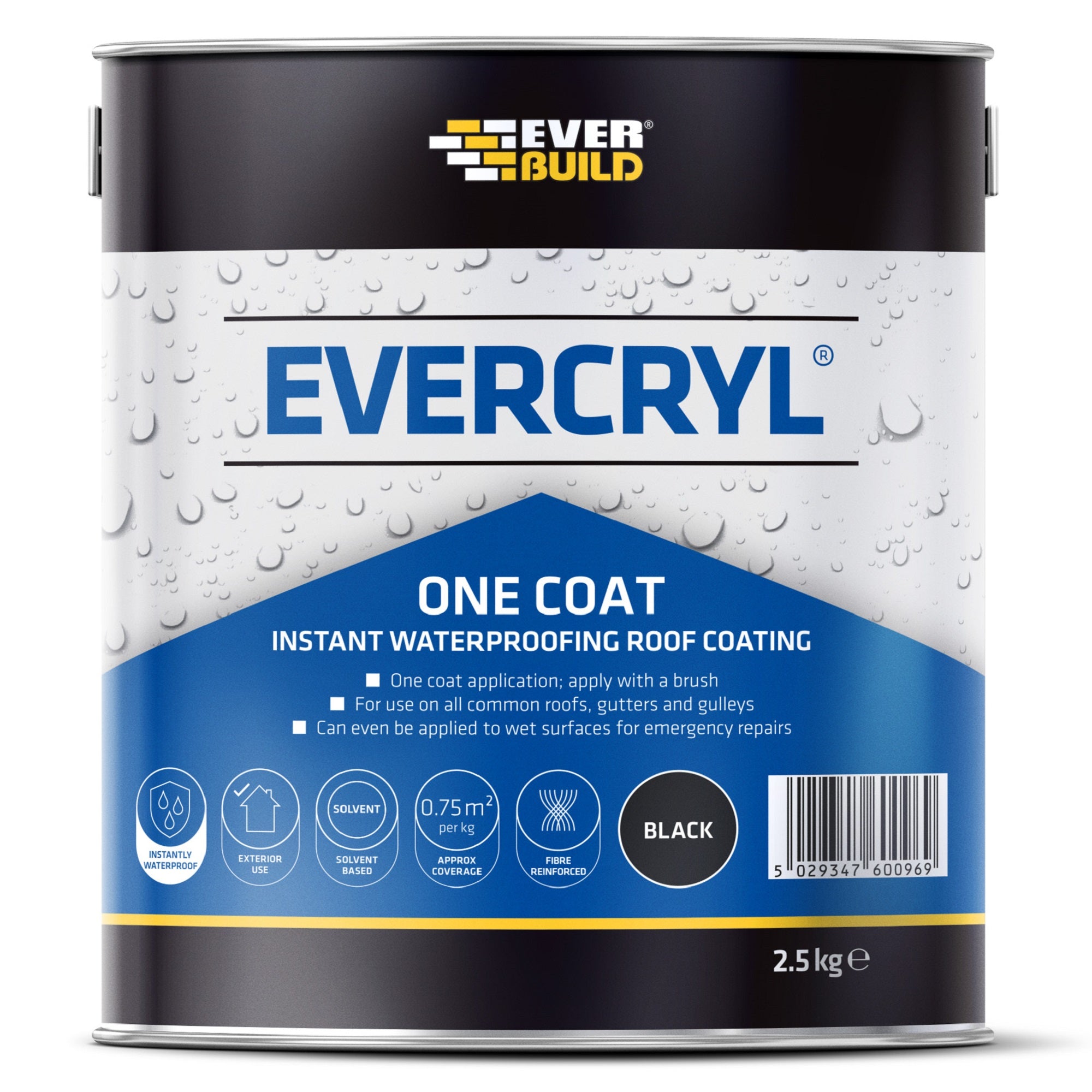 EverBuild Evercryl One Coat Black - 2.5kg | FixTrade.co.uk